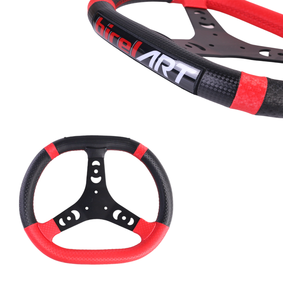 ALUM. STEERING WHEEL 340 LEATHER HQ BIREL ART